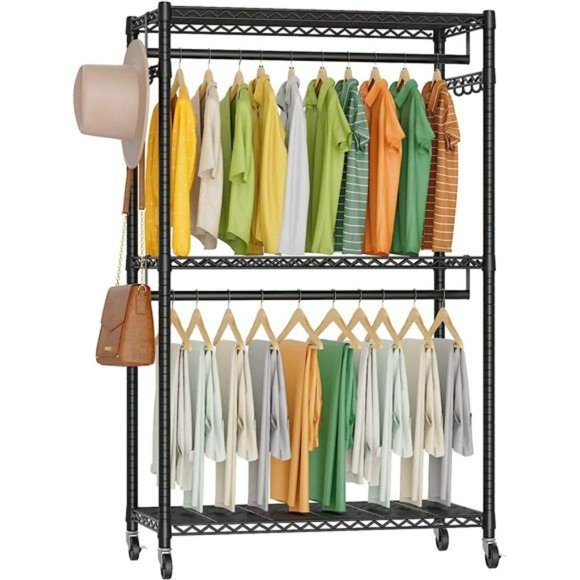 Storage & Organization | 3 Tiers Rolling Garment Rack Adjustable Wire ...